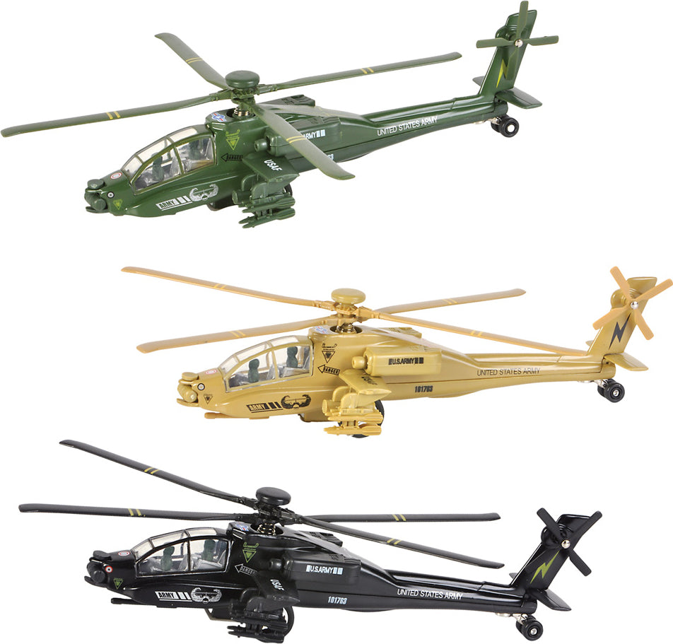 8" Die-cast Pullback Apache Helicopter – Awesome Toys & Gifts