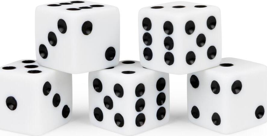 5 Dice, White Replacement Dice – Awesome Toys & Gifts
